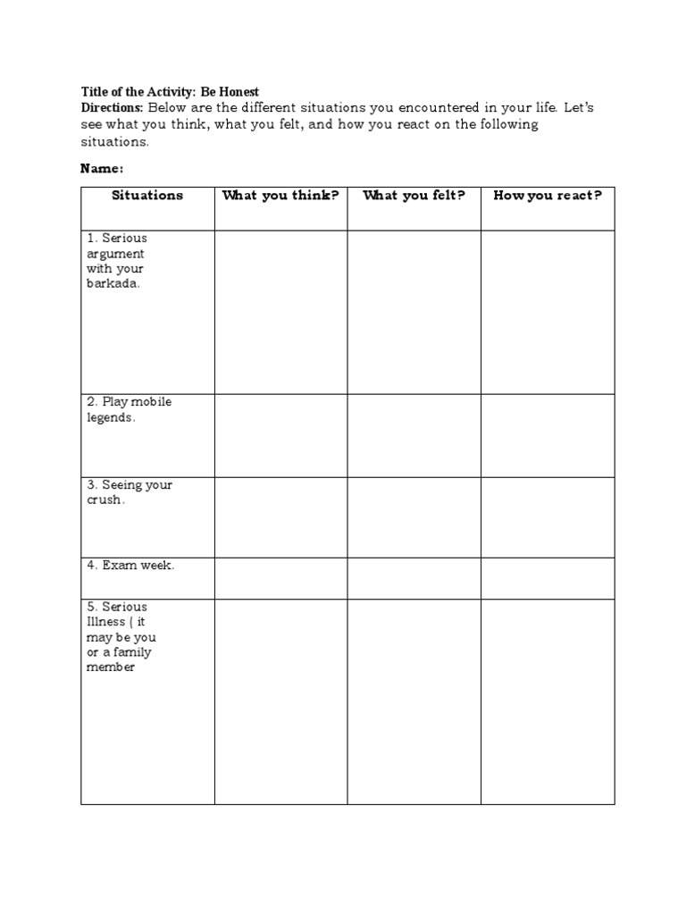 Be Honest Act. 1 Module 3 | PDF | Self-Improvement