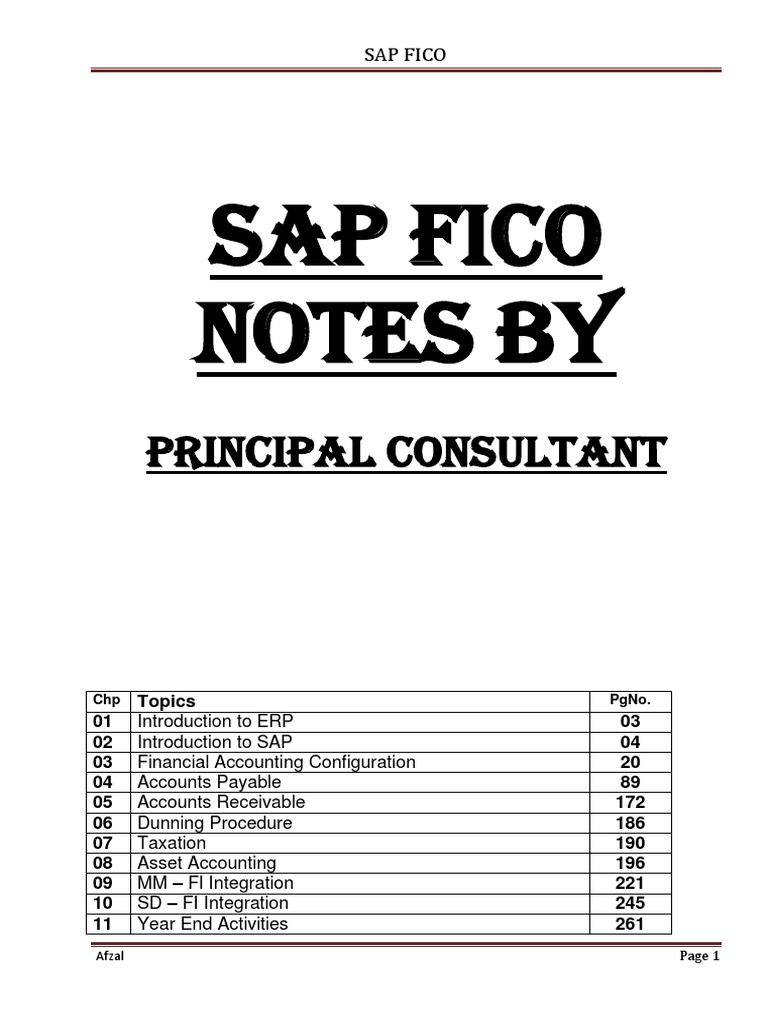 Sap Fico Notes By: Principal Consultant | PDF | Enterprise Resource ...