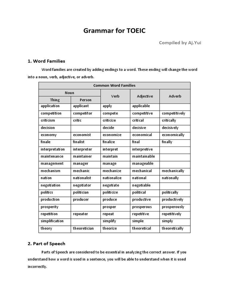 Grammar For TOEIC | PDF | Adverb | Verb