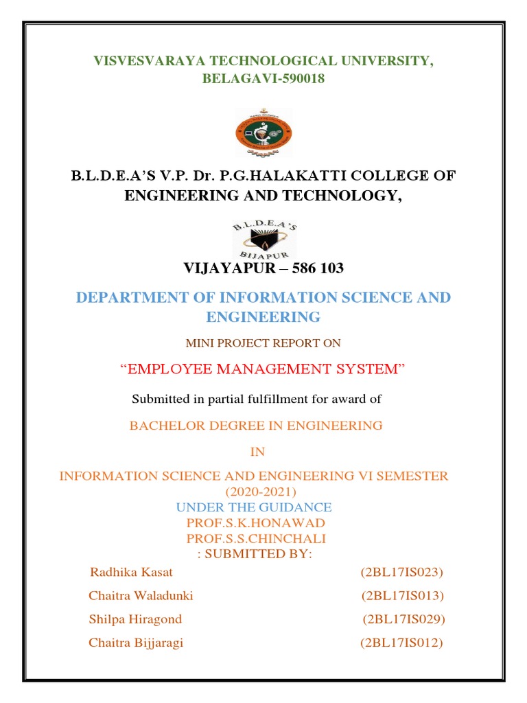 Employee Management System Project Report | PDF | Databases | Software