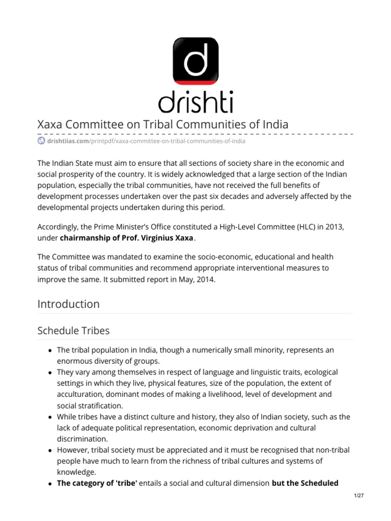 Xaxa Committee On Tribal Communities of India: Schedule Tribes | PDF | Teachers | Government