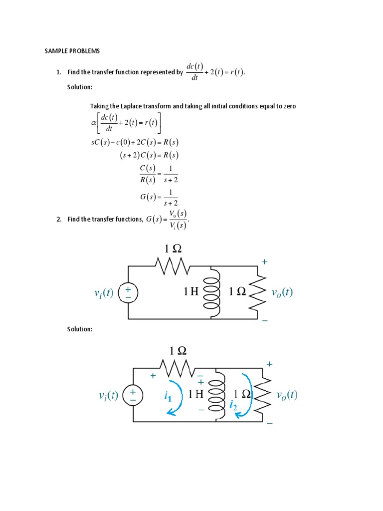 Laplace Transform Sample Problems | PDF | Laplace Transform ... Laplace Transform Sample Problems | PDF | Laplace Transform ...