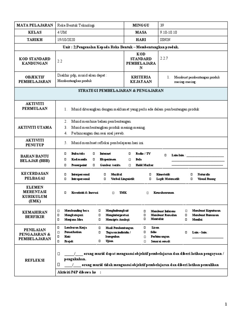 RPH RBT Tahun 4 Unit 2 Pengenalan Kepada Reka Bentuk 2.2.8 ...