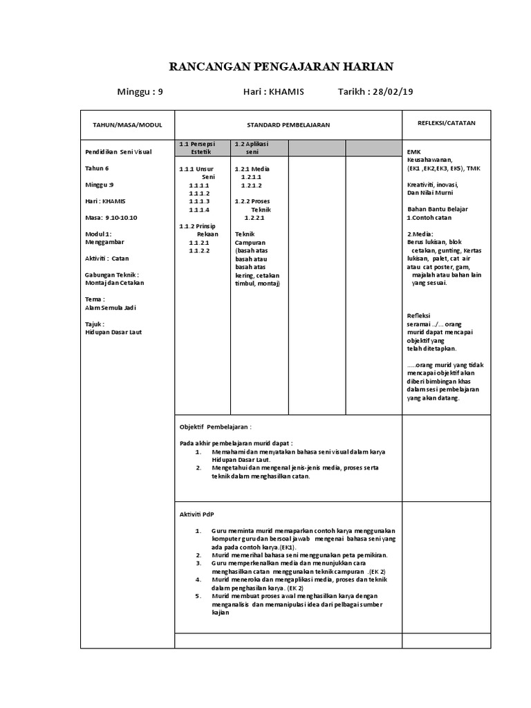 RPH PSV Tahun 6 m9 | PDF