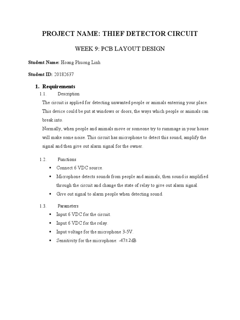 Thief Detector Circuit PCB Design Guide | PDF