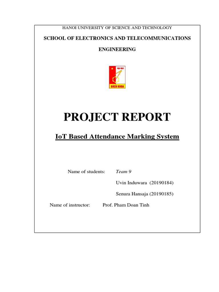 Project Report: Iot Based Attendance Marking System | PDF | System ...