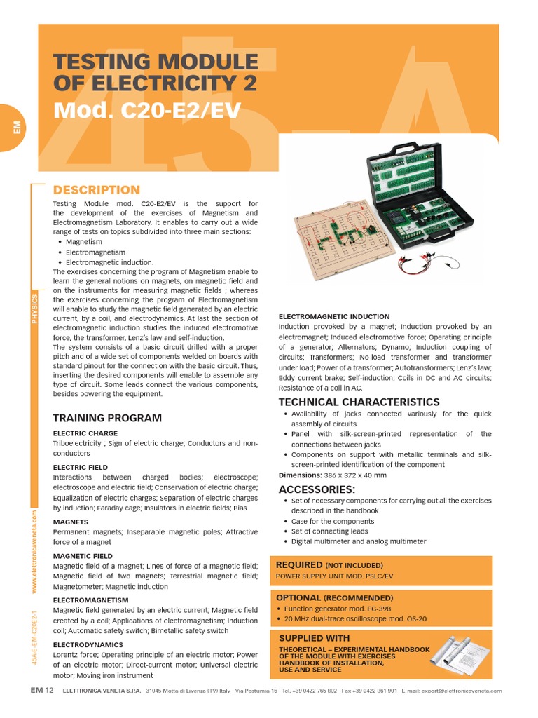 Mod. C20-E2/EV: Testing Module of Electricity 2 | PDF | Electromagnetic ...