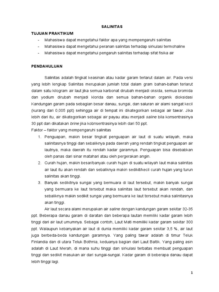 Eksperimen Salinitas | PDF