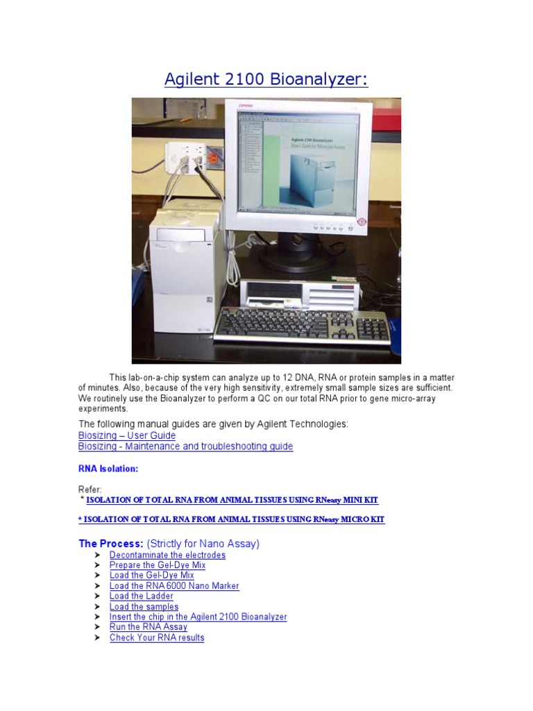 Agilent 2100 Bioanalyzer Abstract | PDF | Litre | Icon (Computing)
