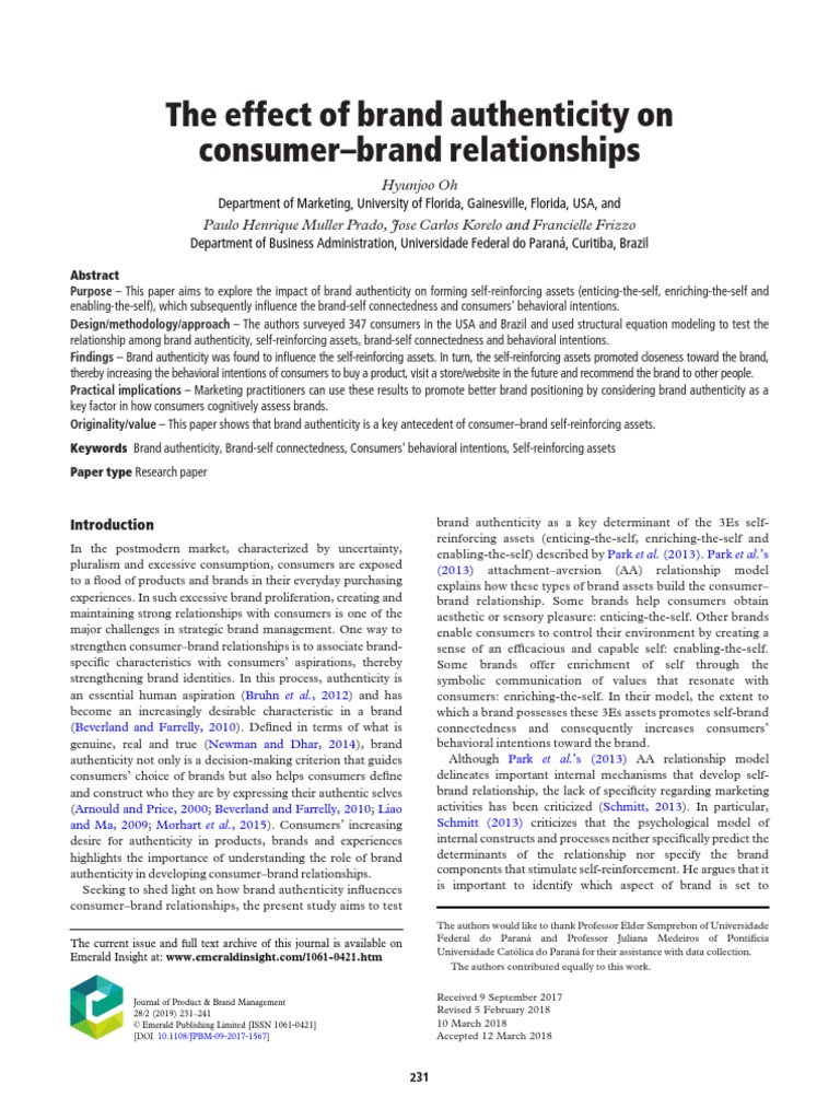 The Effect of Brand Authenticity On Consumer-Brand Relationships | PDF ...