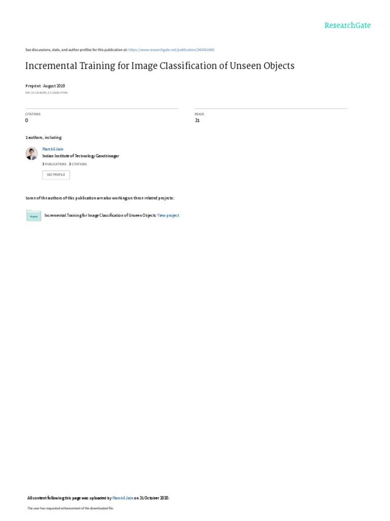 Incremental Training For Image Classification of Unseen Objects | PDF | Computer Vision ...