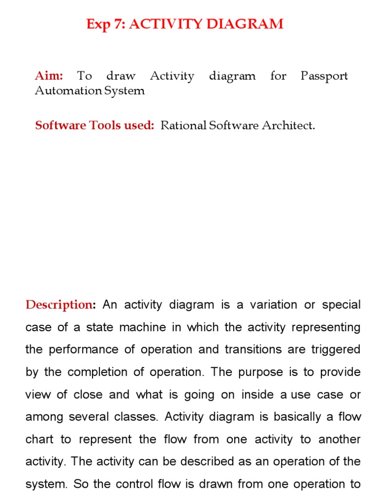 Exp 7: Activity Diagram: To Draw Activity Diagram For Passport ...