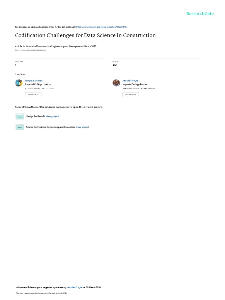 Codification Challenges For Data Science in Construction: Journal of ...