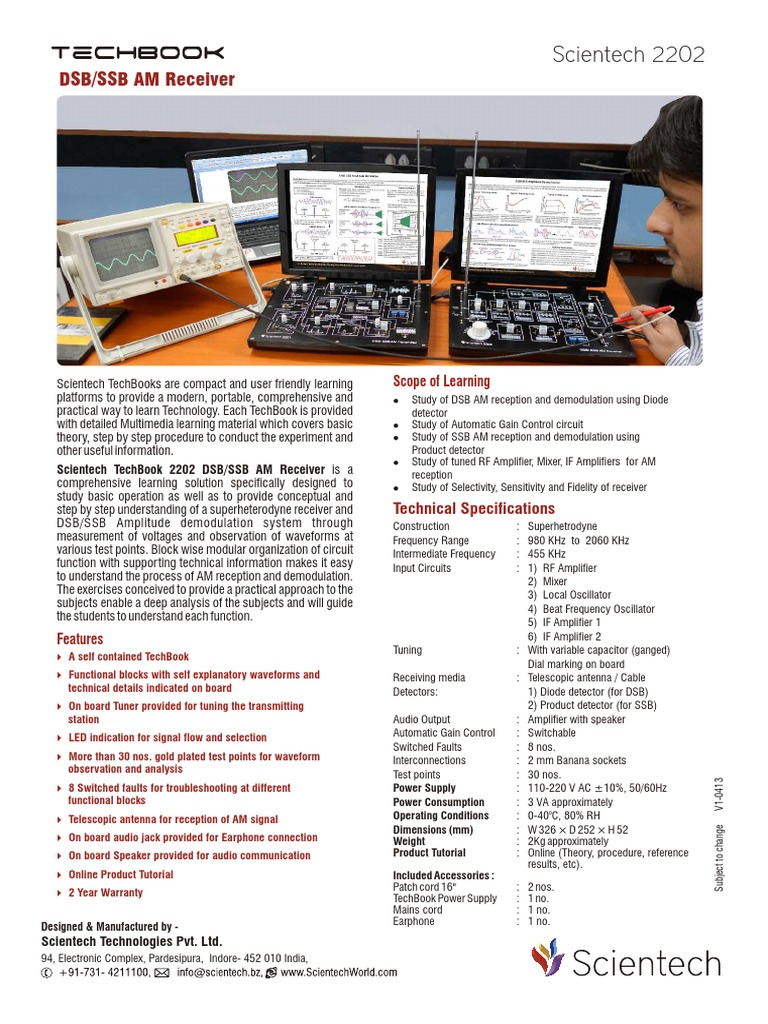 DSB SSB Am Receiver Traner Kit Scientech 2202 | PDF | Detector (Radio ...