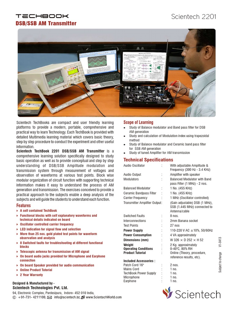 Scientech 2201: DSB/SSB AM Transmitter | PDF | Modulation | Transmitter Scientech 2201: DSB/SSB AM Transmitter | PDF | Modulation | Transmitter