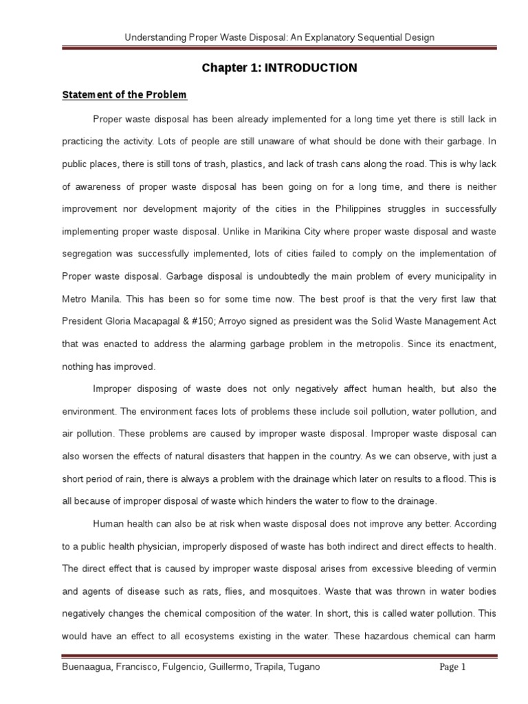 Chapter 1: INTRODUCTION: Statement of The Problem | PDF | Municipal ...