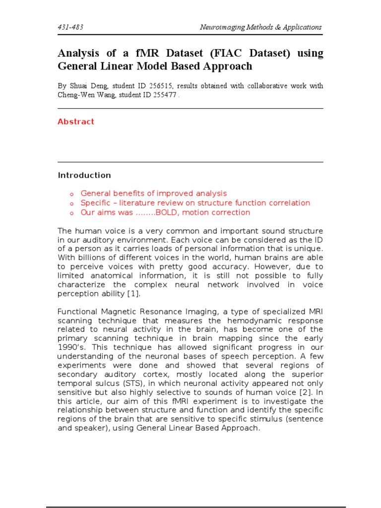 Analysis of A FMR Dataset (FIAC Dataset) Using General Linear Model ...