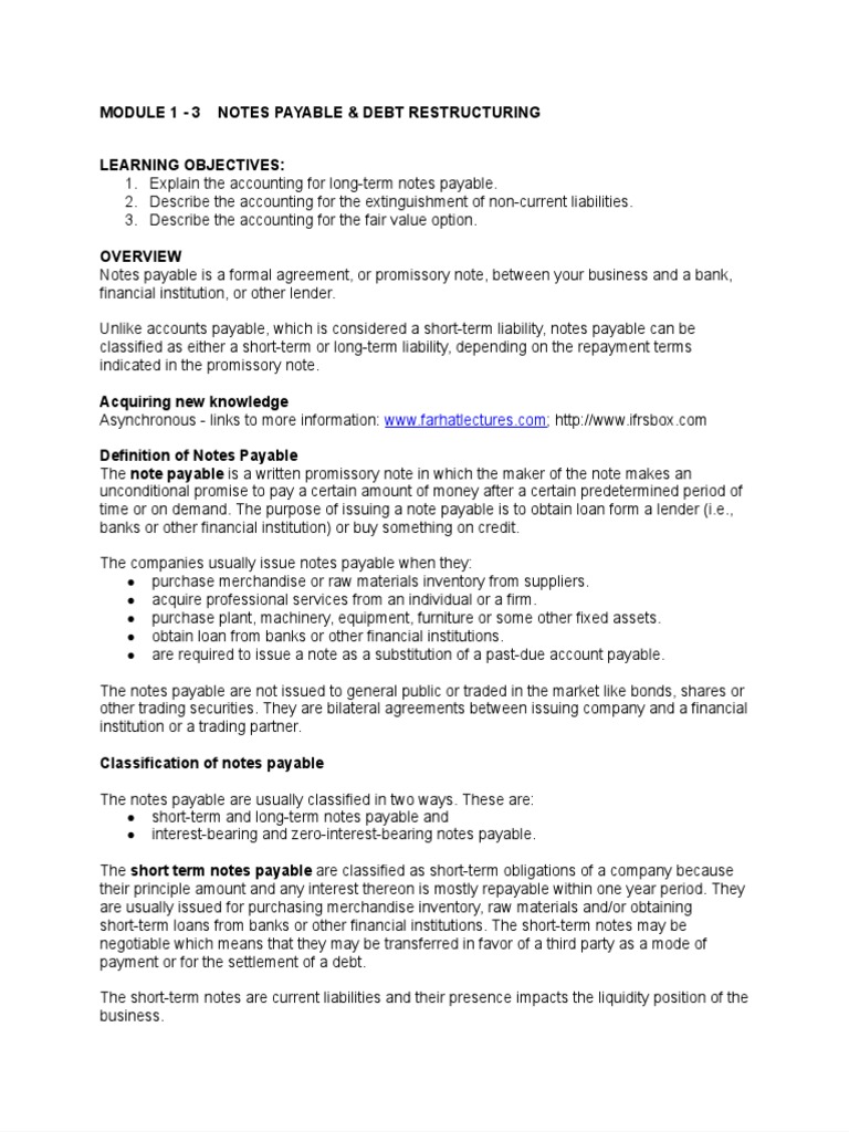 Module 1 3 Notes Payable | PDF | Promissory Note | Interest
