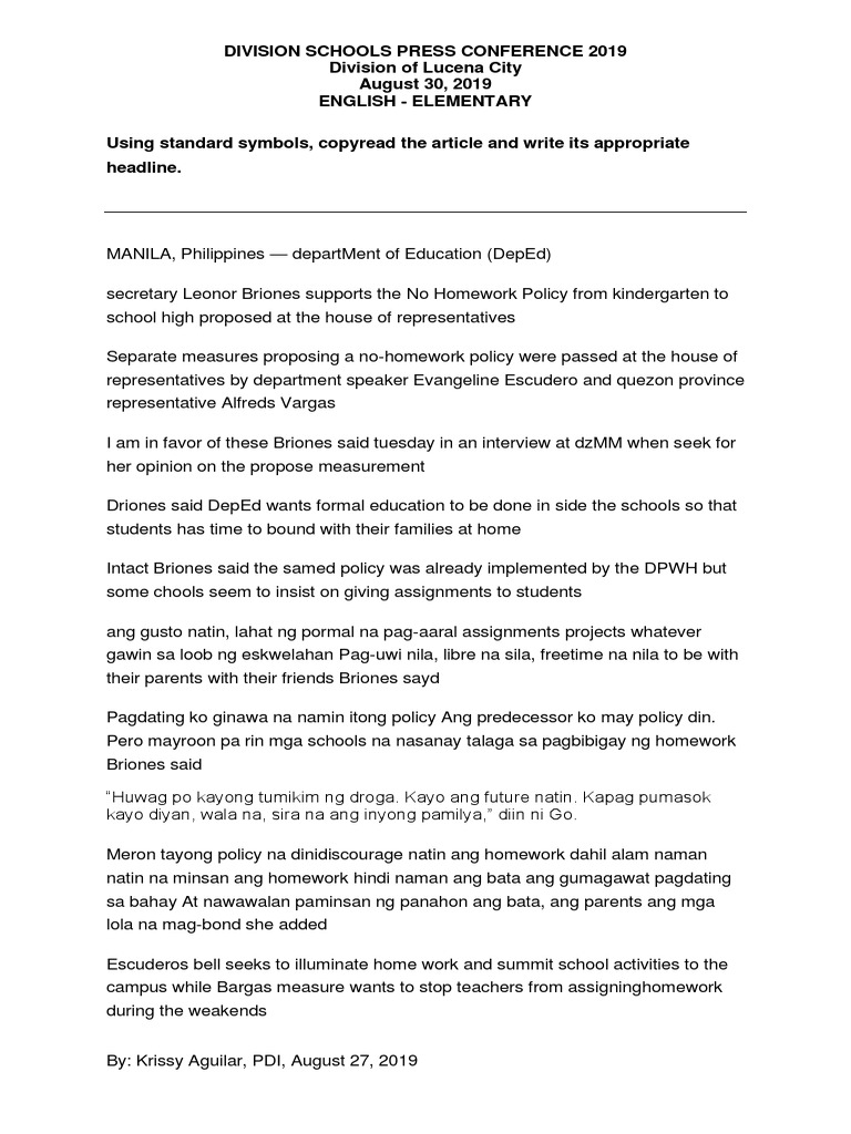 No Homework Policy Support by DepEd | PDF | Wellness