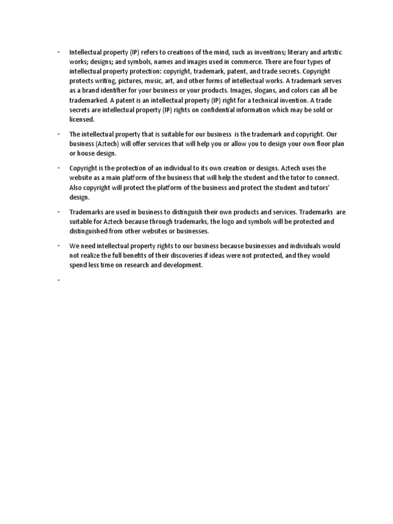 Intellectual Property Applied in Business Sample | PDF