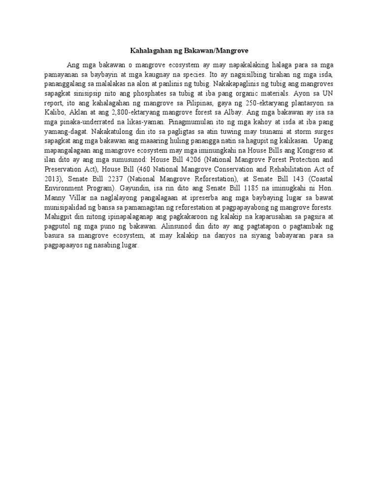 Kahalagahan NG Bakawan | PDF