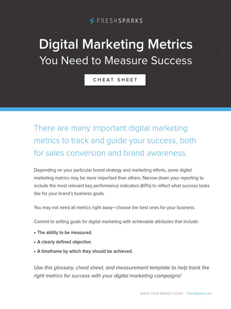 Digital Marketing Metrics Cheat Sheet | PDF