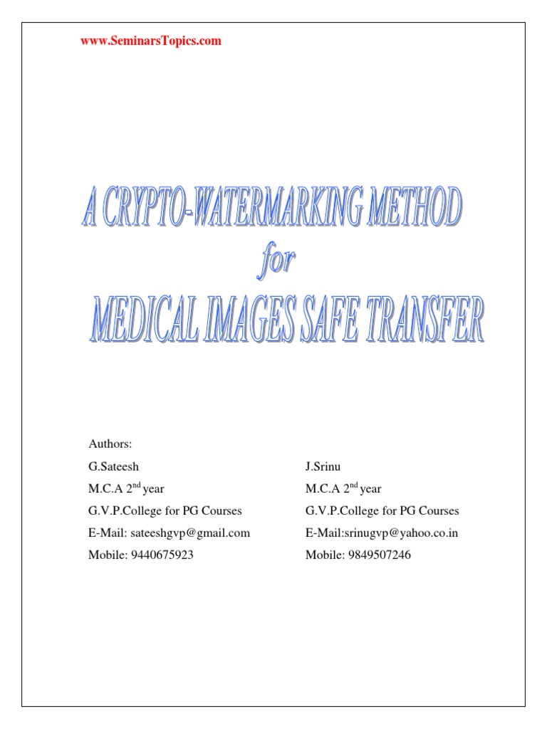 Crypto Watermarking Method For Medical Images 5721 NDgZaOt | PDF | Key ...