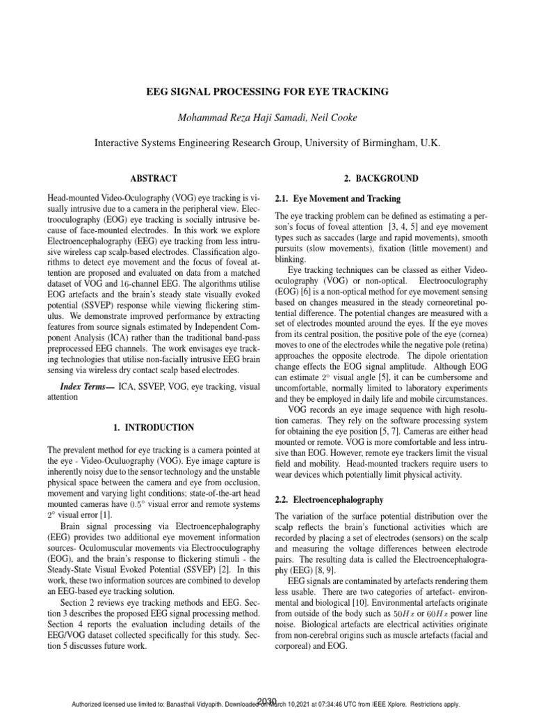 EEG-Based Eye Tracking Innovations | PDF | Electroencephalography | Vision