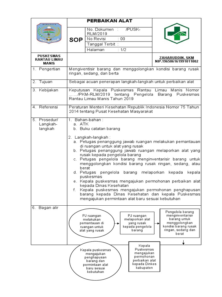 Prosedur Perbaikan Alat Puskesmas | PDF