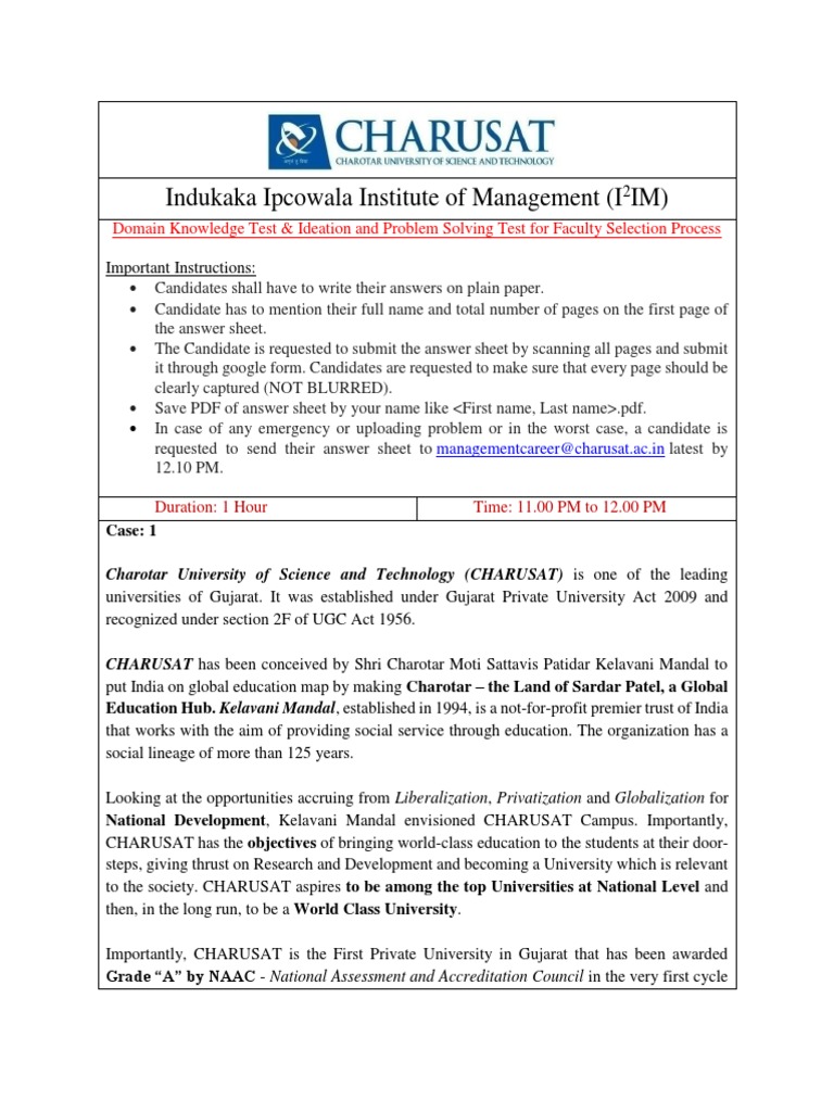 Indukaka Ipcowala Institute of Management (I IM) | PDF | Science And Technology | Further Education