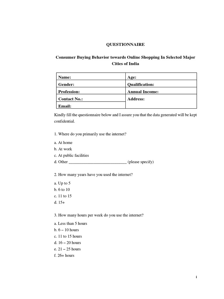 14 Questionnaire | PDF | Online Shopping | Retail