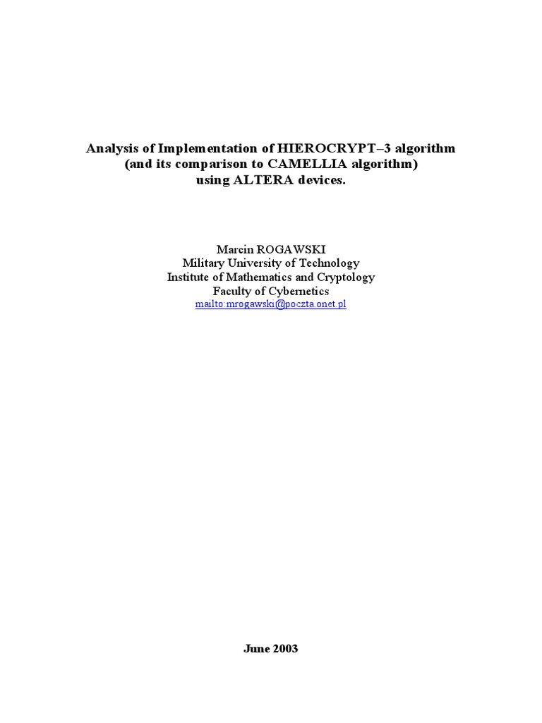 Analysis of Implementation of HIEROCRYPT-3 Algorithm (And Its Comparison To CAMELLIA Algorithm ...