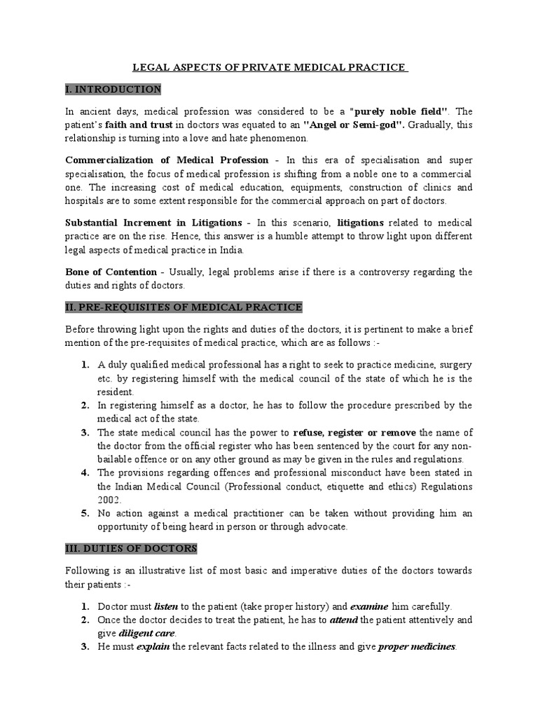 Legal Aspects of Private Medical Practice | PDF | Physician | Patient