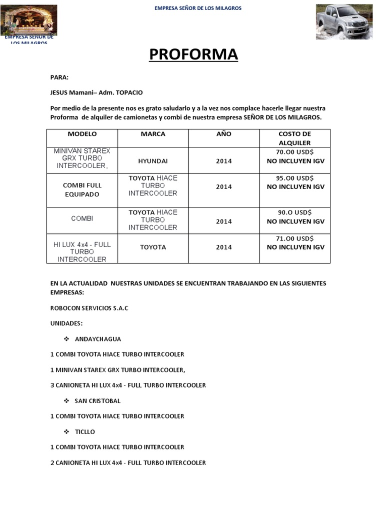Proforma Topacio | PDF | Vehículo de motor | Vehículos terrestres