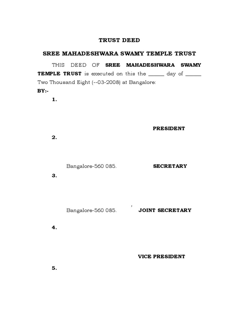 Temple-Trust Deed | PDF | Trust Law | Trustee