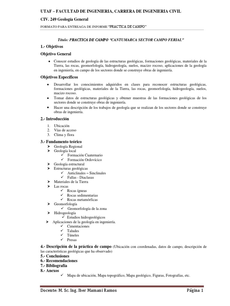 Formato Informe - Practica - de Campo | PDF