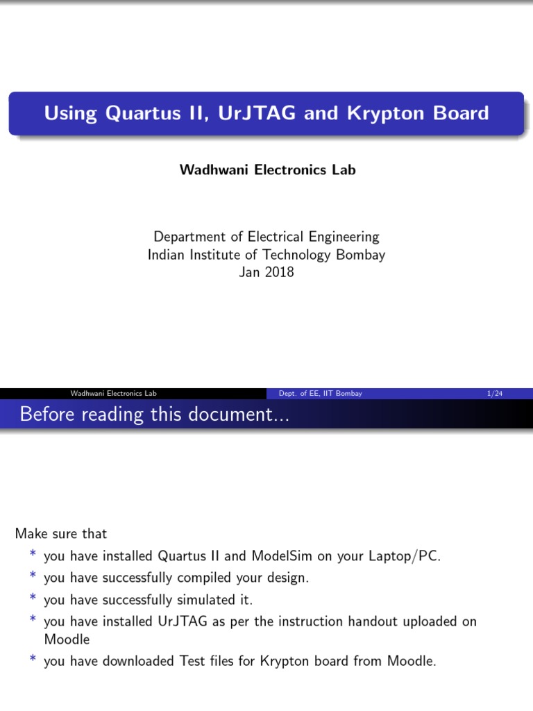 Using Quartus II, UrJTAG and Krypton Board | PDF | Input/Output | Switch