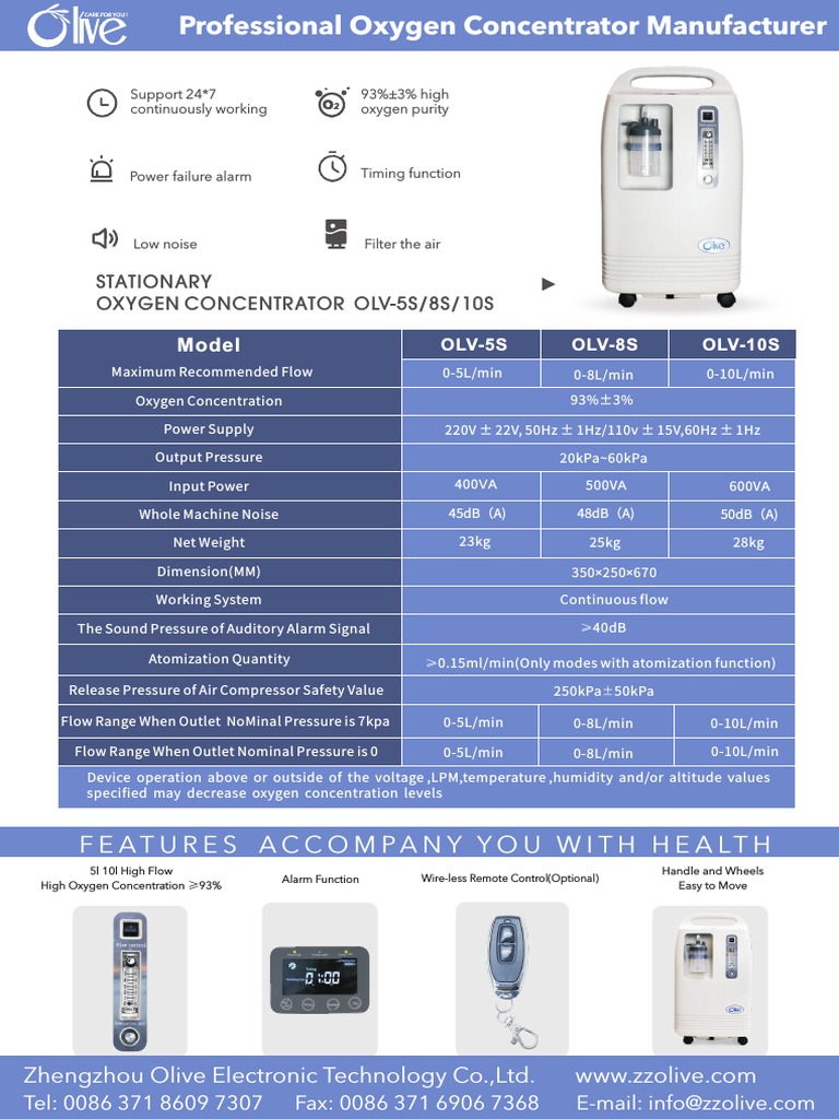 OLV Series Oxygen Concentrator Overview | PDF | Oxygen | Power Supply
