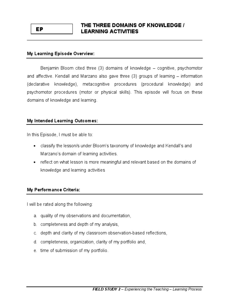 Understanding the Domains of Knowledge and Learning: A Study of Bloom's ...