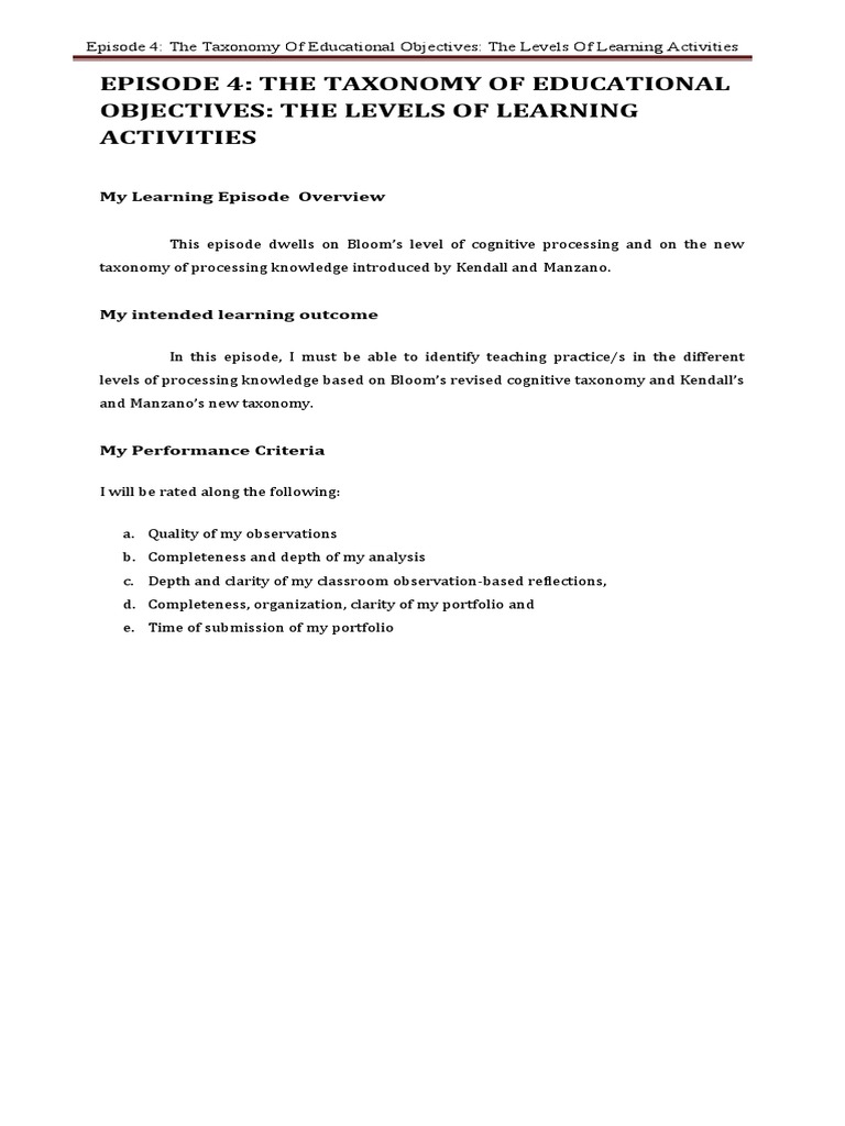 FS 2 - Episode 4 The Taxonomy of Educational Objectives - The Levels of ...