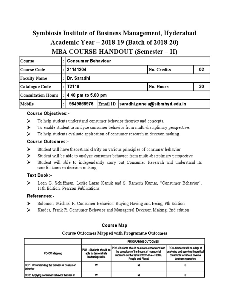 Consumer Behaviour Handout | PDF | Consumer Behaviour | Behavior