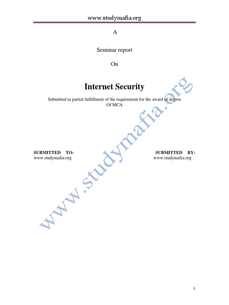 MCA Seminar on Internet Security | PDF | Computer Security | Security