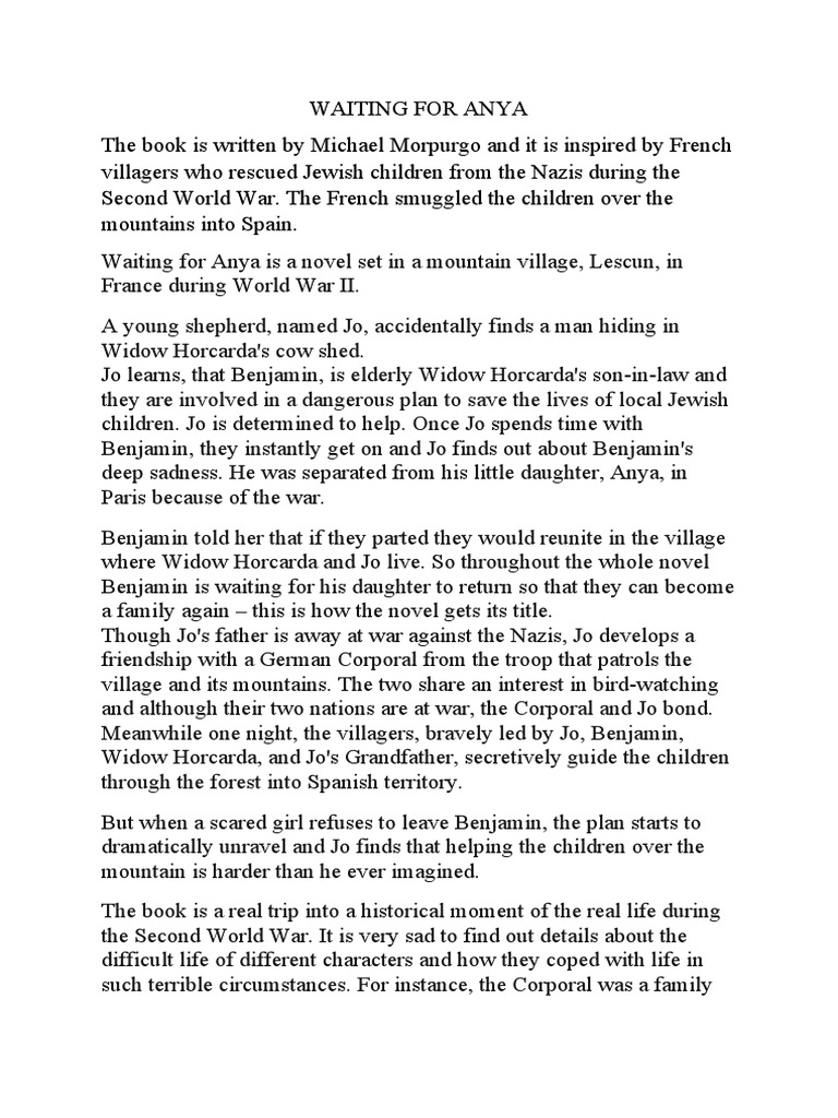 Waiting For Anya | PDF | Novels | Unrest