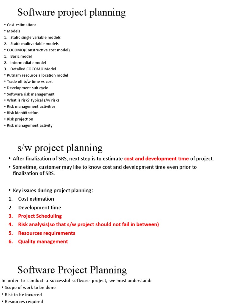 SW Project Planning-Cost Estimation-Risk (2) ... | PDF | System ...