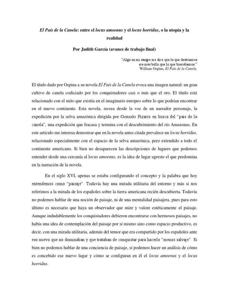 Locus Horridus y Amoenus en Ospina | PDF | Selva | Novelas