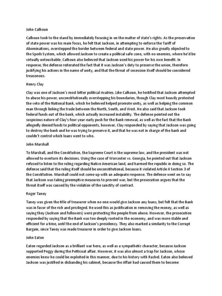 Jackson's Kitchen Cabinet Controversy | PDF | Andrew Jackson | States ...