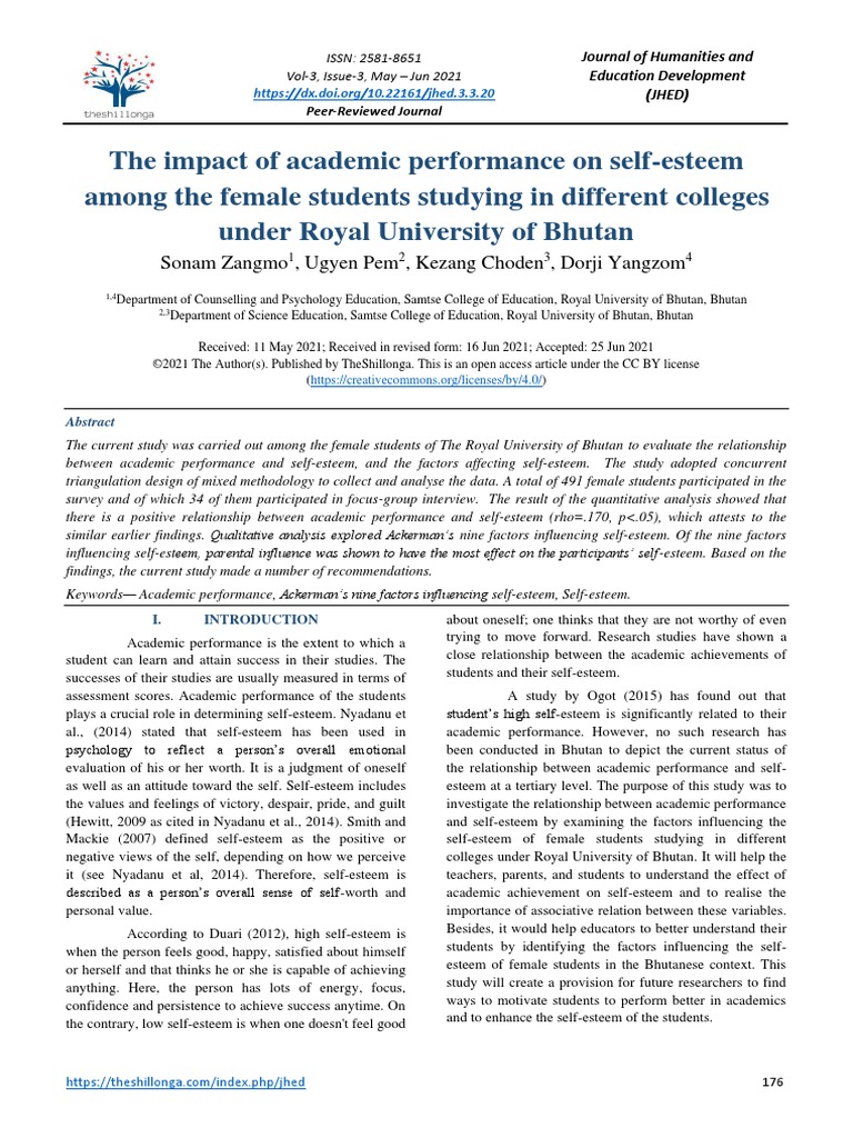 The Impact of Academic Performance On Self-Esteem Among The Female ...