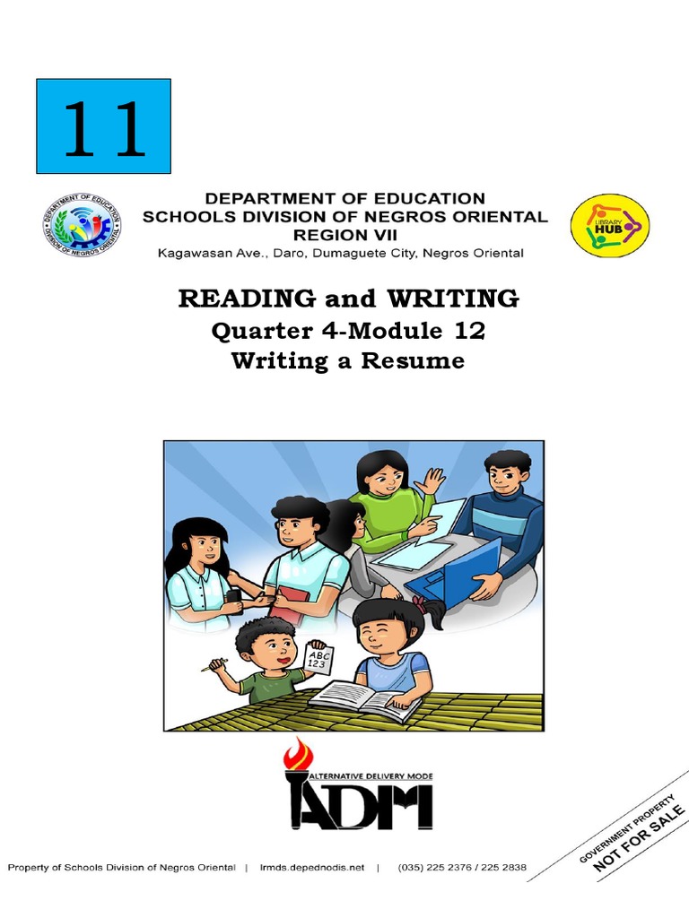 Reading and Writing: Quarter 4-Module 12 Writing A Resume | PDF ...