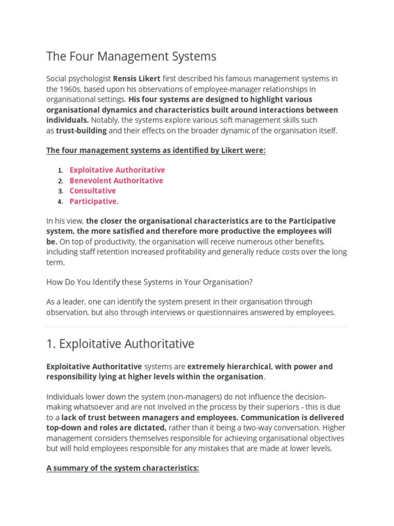 The Four Management Systems | PDF | Motivation | Motivational
