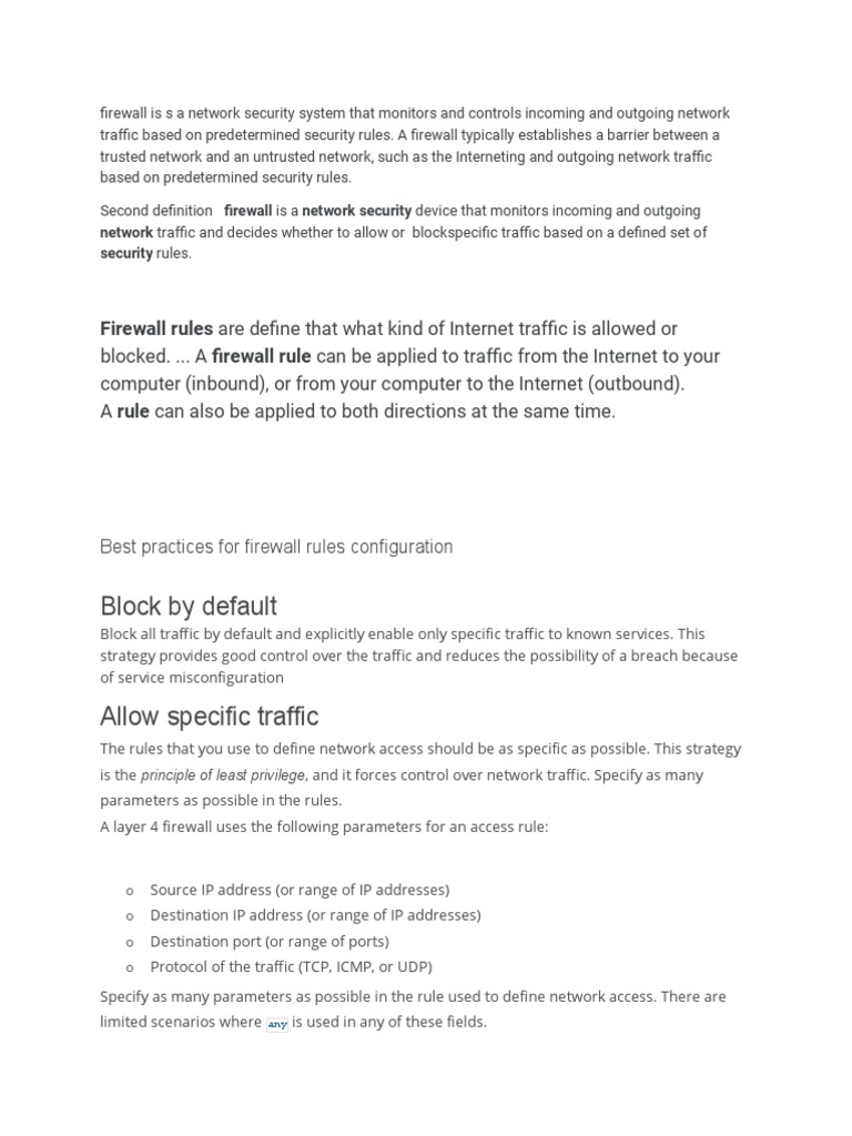 Block by Default: Firewall Rules Are Define That What Kind of Internet ...